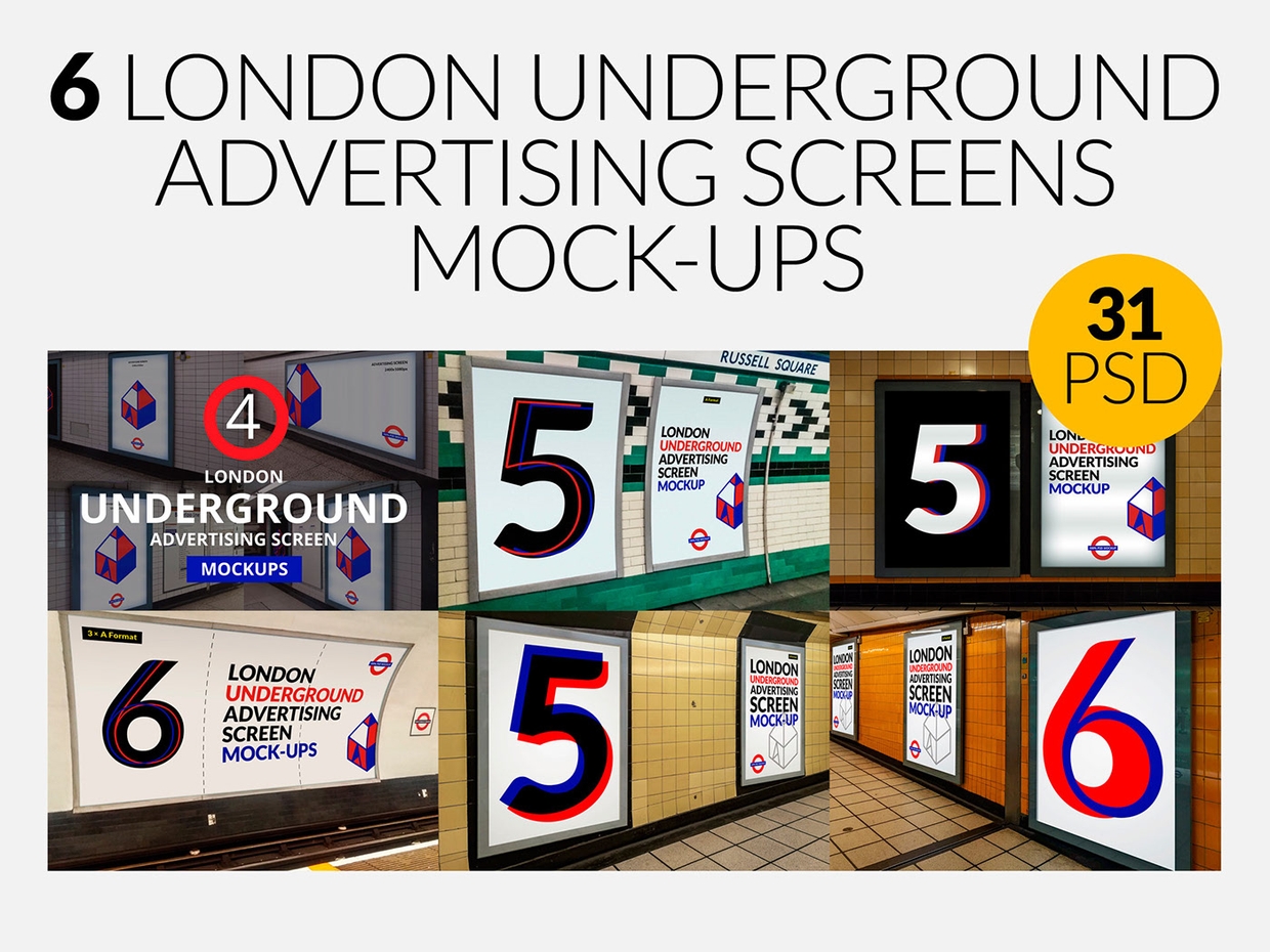 London Underground Advertising Screen Mock-Ups Bundle