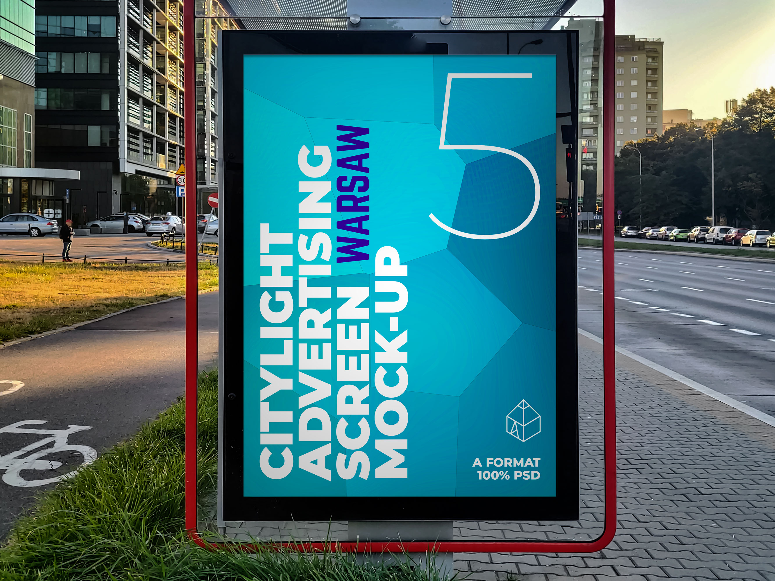 Warsaw Night Citylight Advertising Screen Mock-Up 1 v2
