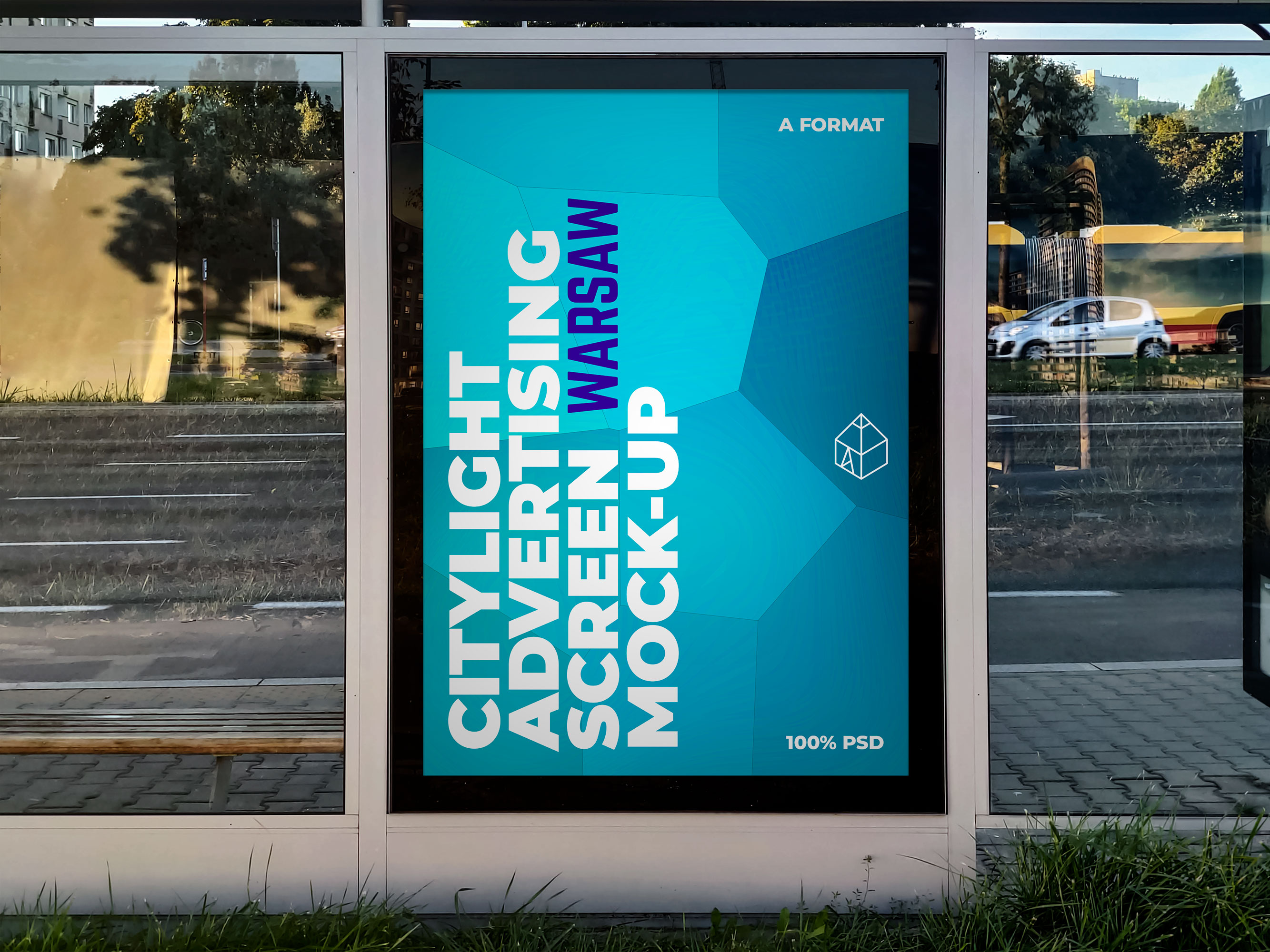 Warsaw Night Citylight Advertising Screen Mock-Up 1 v2