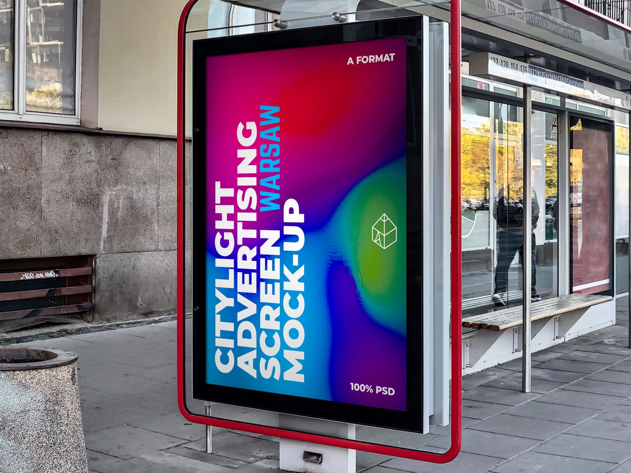 Free Outdoor Citylight Advertising Screen Mock-Up 7 v1