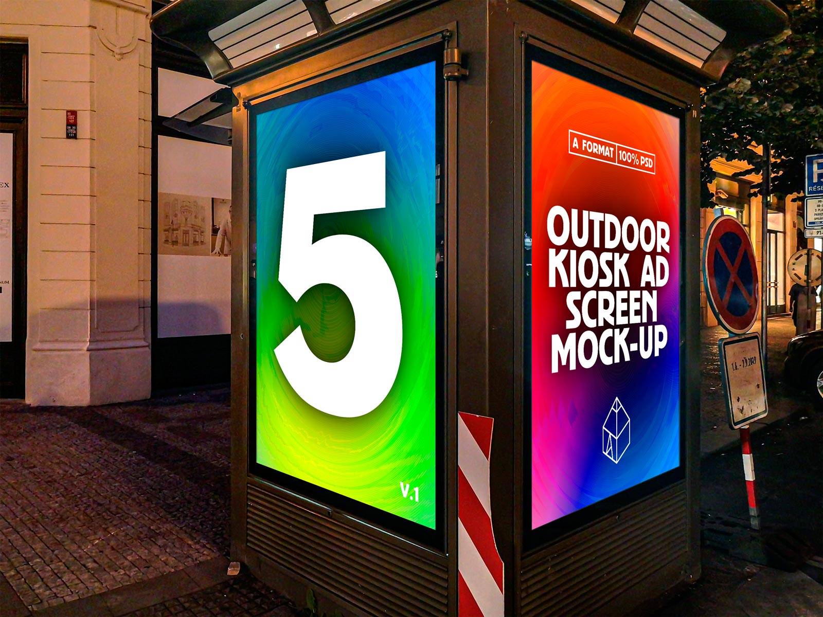 Free Outdoor Citylight Advertising Screen Mock-Up 5 v2