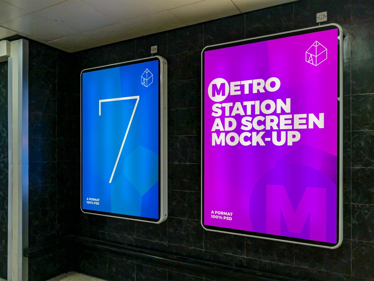Metro Station Advertising Screen Mock-Ups 3