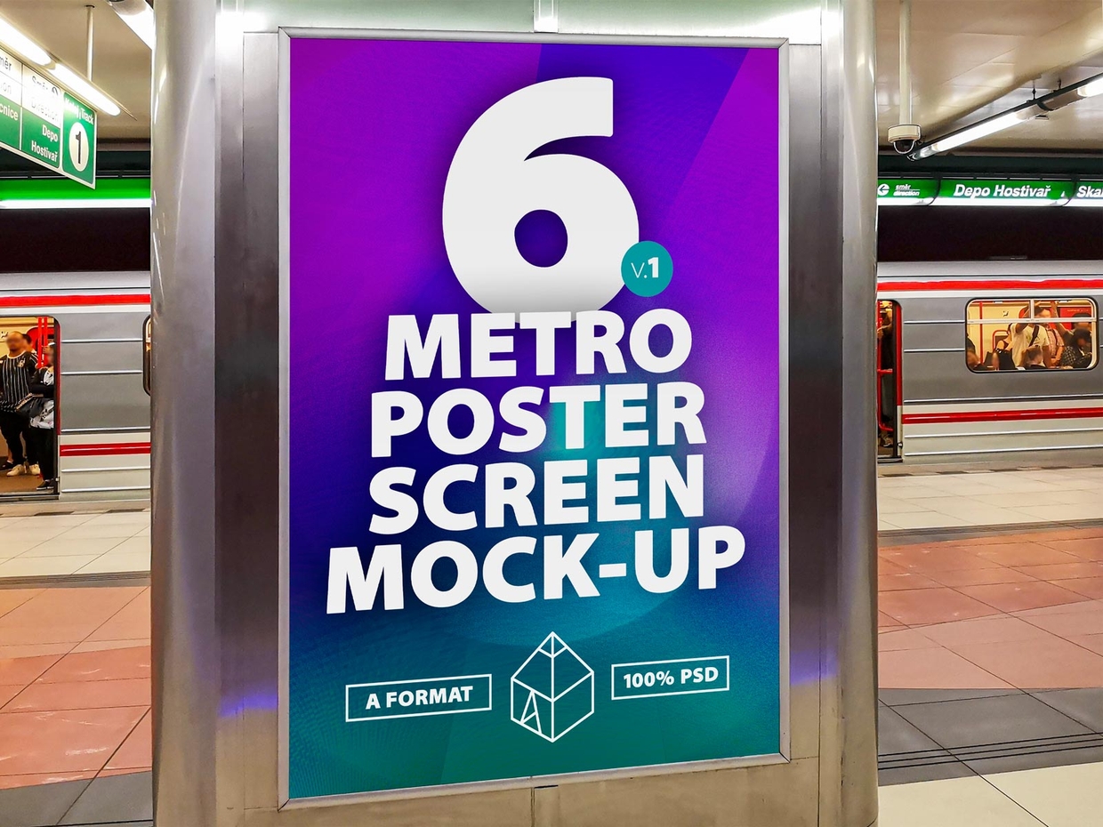 Metro Underground Advertising Screen Mock-Ups 4 (v.1)