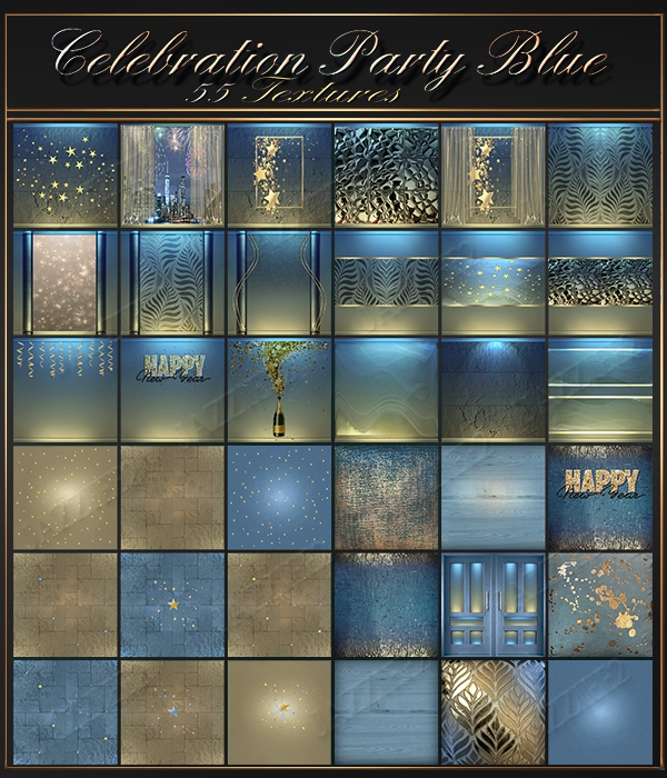 Celebration Party Blue - 55 Textures Animated New Years Pack