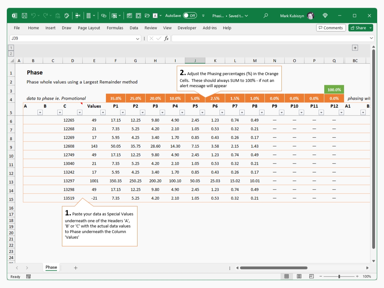 Hamilton Phasing Templates