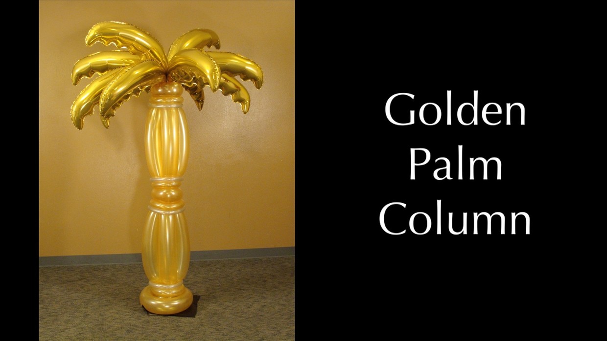 Golden Palm Tree Balloon Column Design by Melissa Vinson