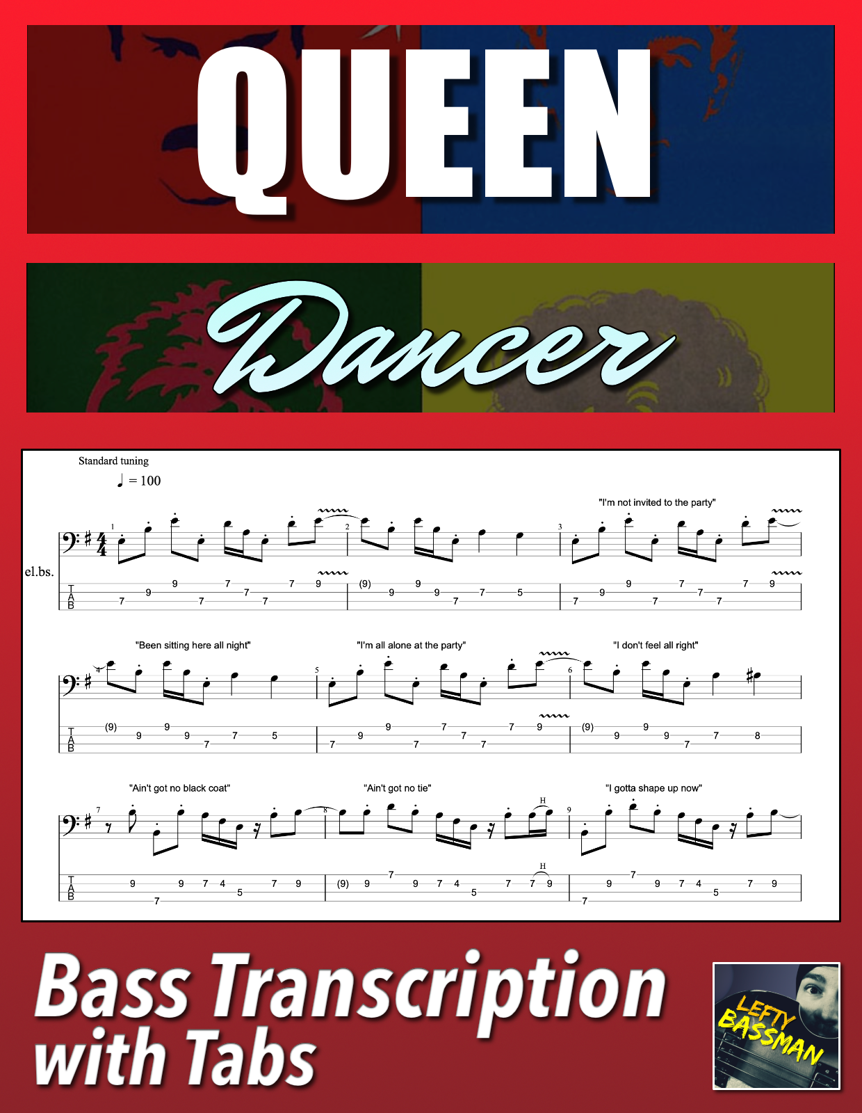 Queen - Dancer /// Bass transcription with tabs & Audio track