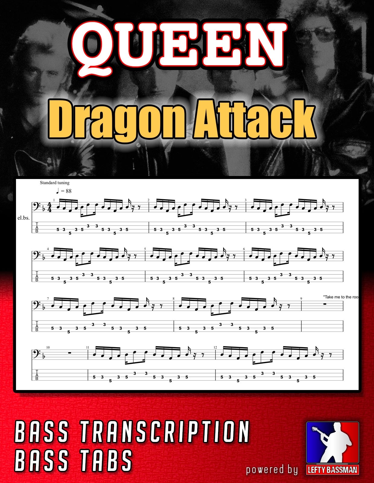 Queen - Dragon Attack /// Bass Transcription with tabs + Audio