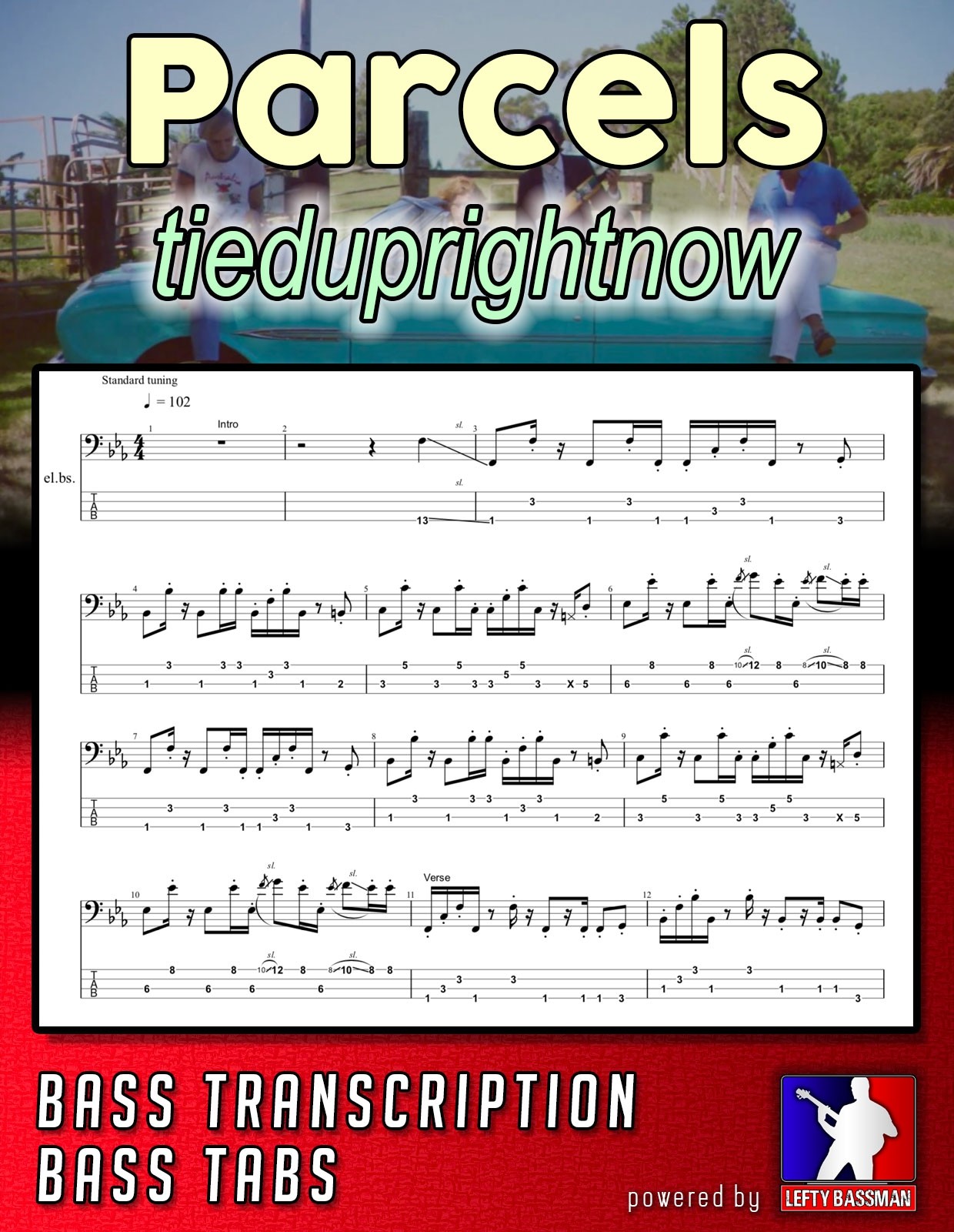Parcels - Tieduprightnow // Bass Transcription with Tabs