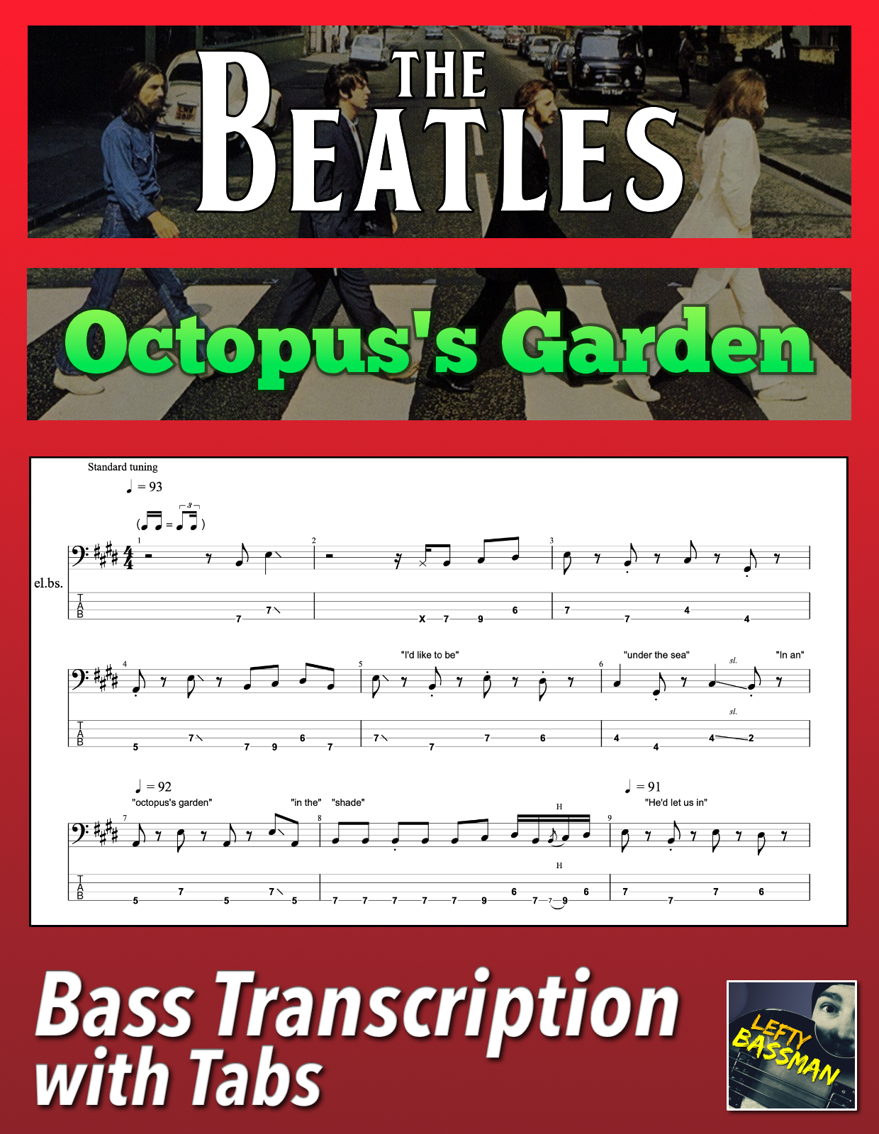 The Beatles - Octopus's Garden /// Bass transcription with tabs & Audio ...