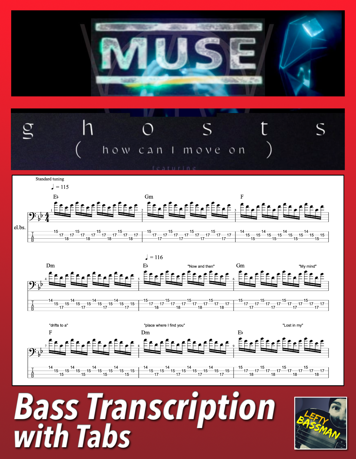 Muse - Ghosts (How Can I Move On) /// Bass transcription with tabs