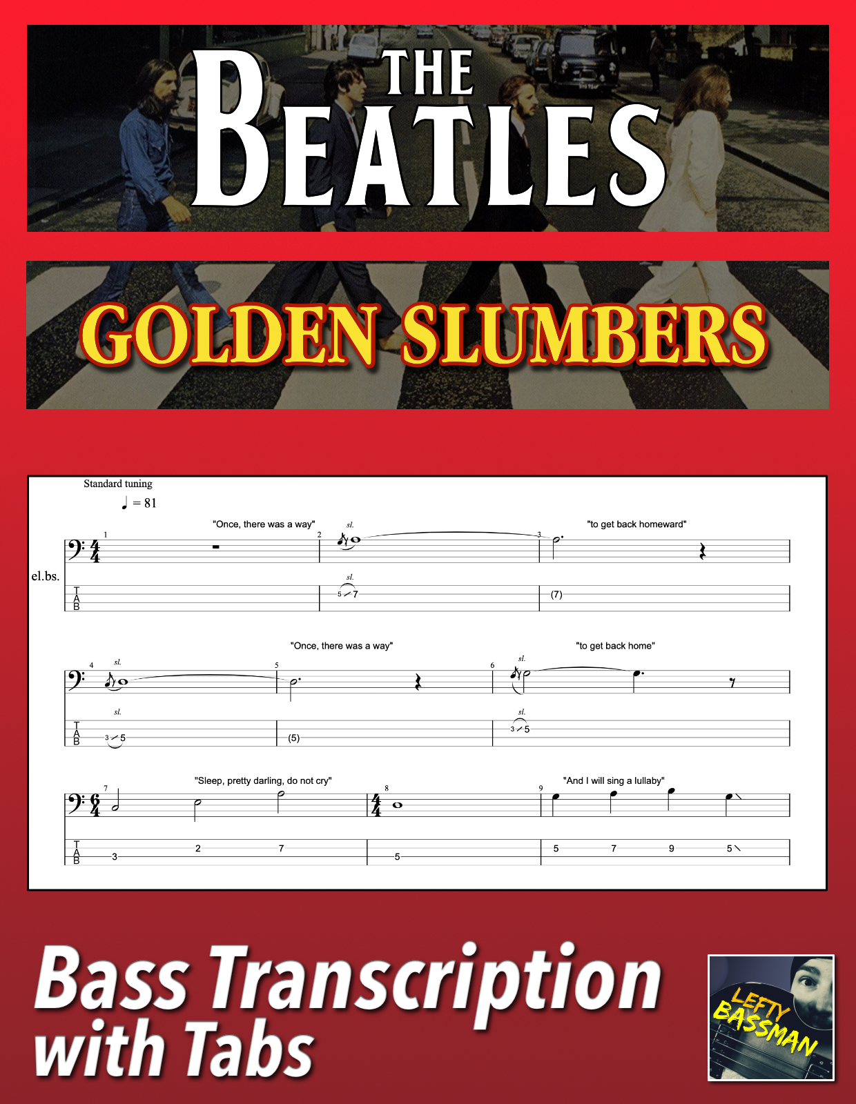 The Beatles - Golden Slumbers /// Bass transcription with tabs & Audio ...