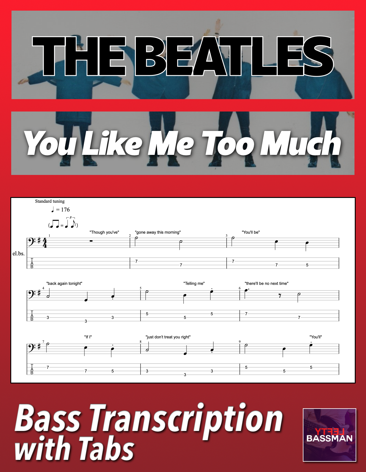 The Beatles - You Like Me Too Much /// Bass transcription with tabs ...