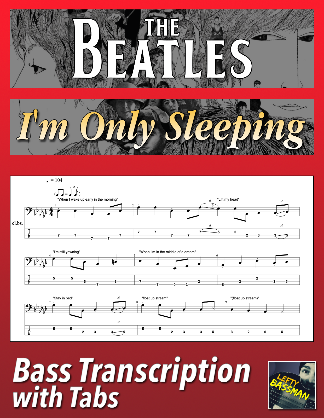 The Beatles - I'm Only Sleeping /// Bass transcription with tabs ...