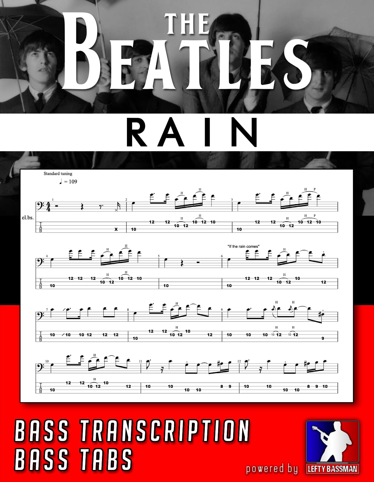 The Beatles - Rain /// Bass Transcription with Tabs & Audio