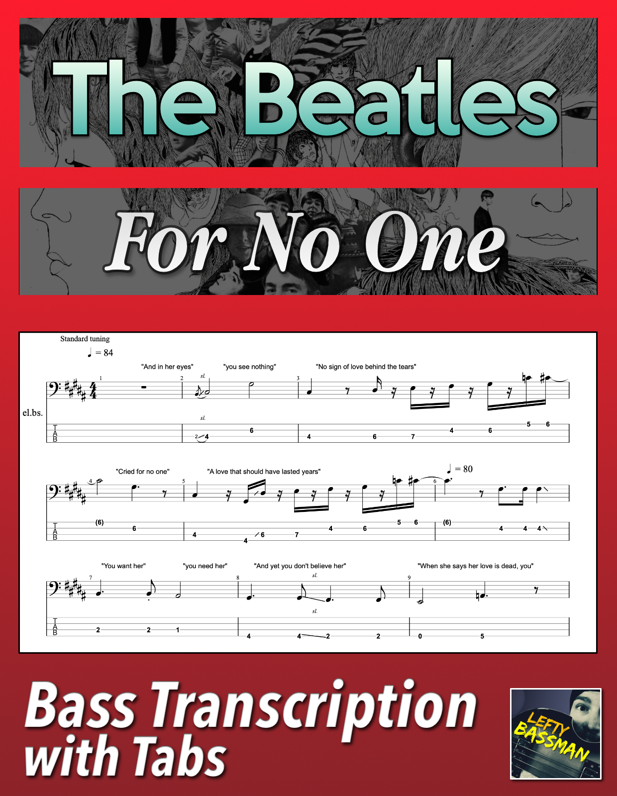 The Beatles - For No One /// Bass transcription with tabs & Audio track