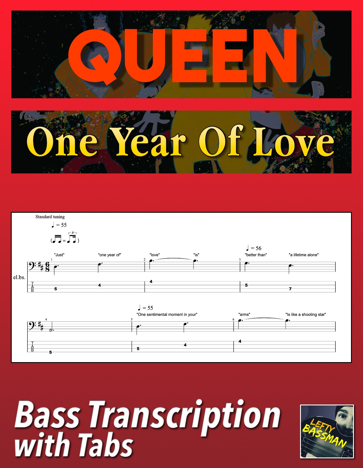 Queen - One Year Of Love /// Bass transcription with tabs and audio track