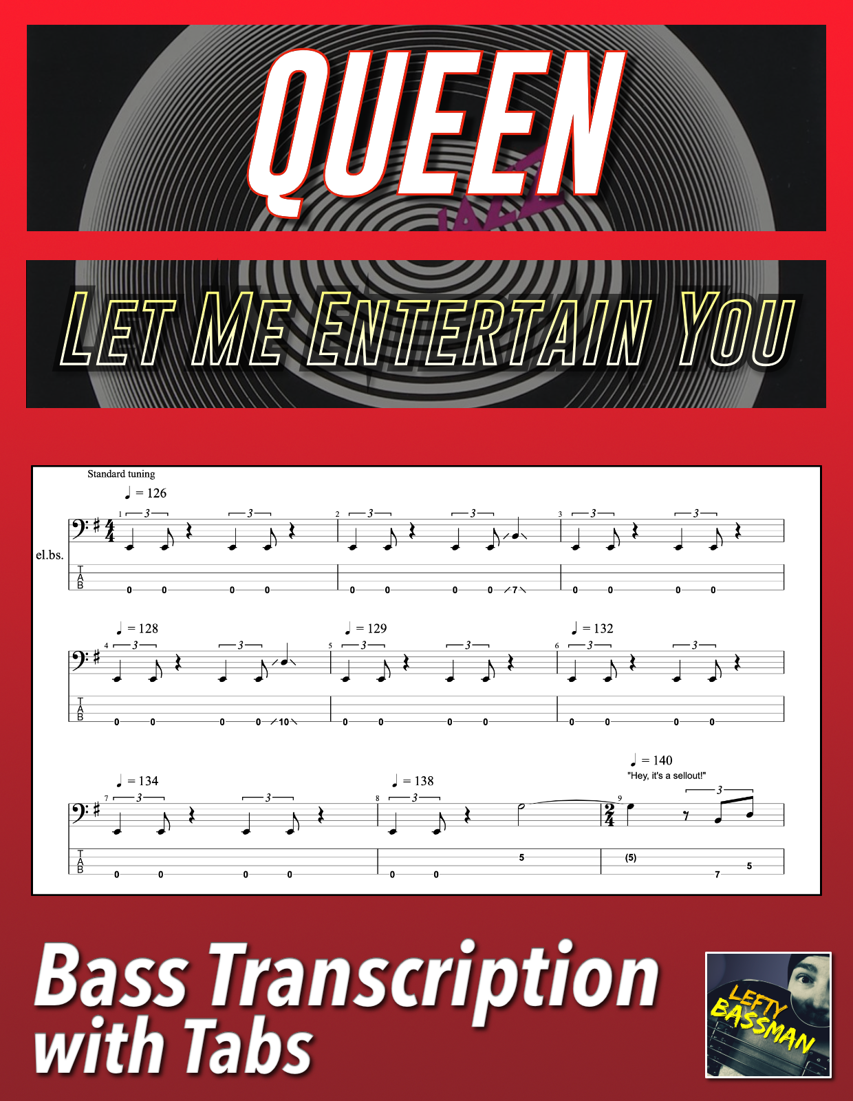 Queen - Let Me Entertain You /// Bass transcription with tabs & Audio track