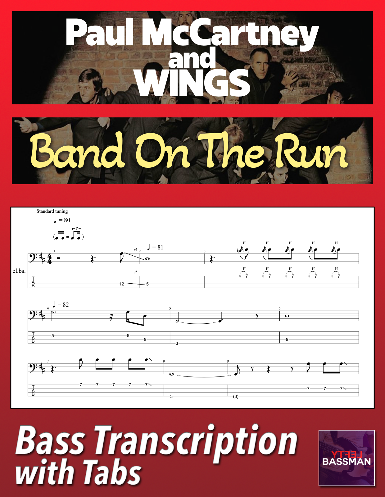 Paul McCartney and Wings - Band On The Run /// Bass transcription with ...
