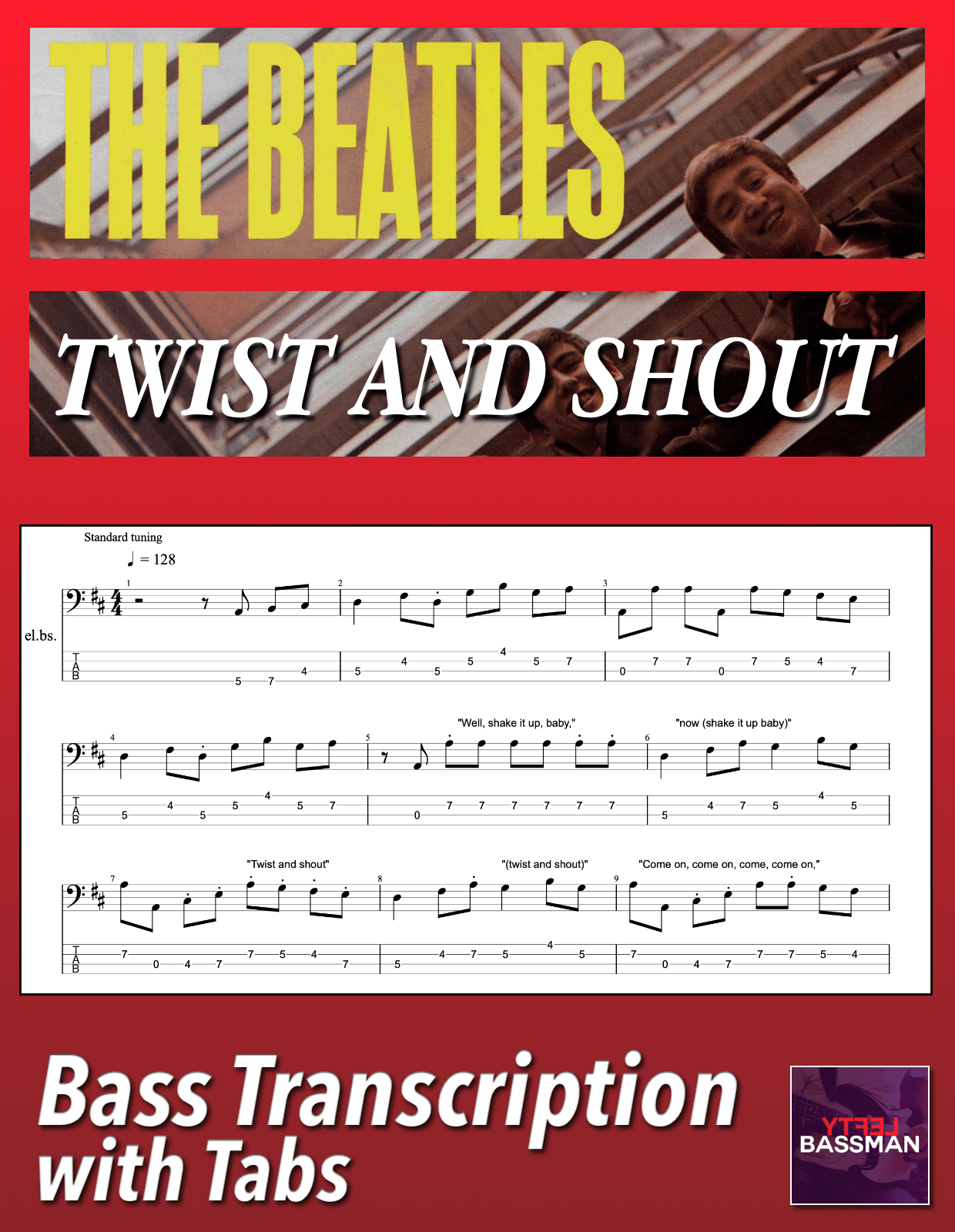 The Beatles - Twist And Shout /// Bass transcription with tabs & Audio ...