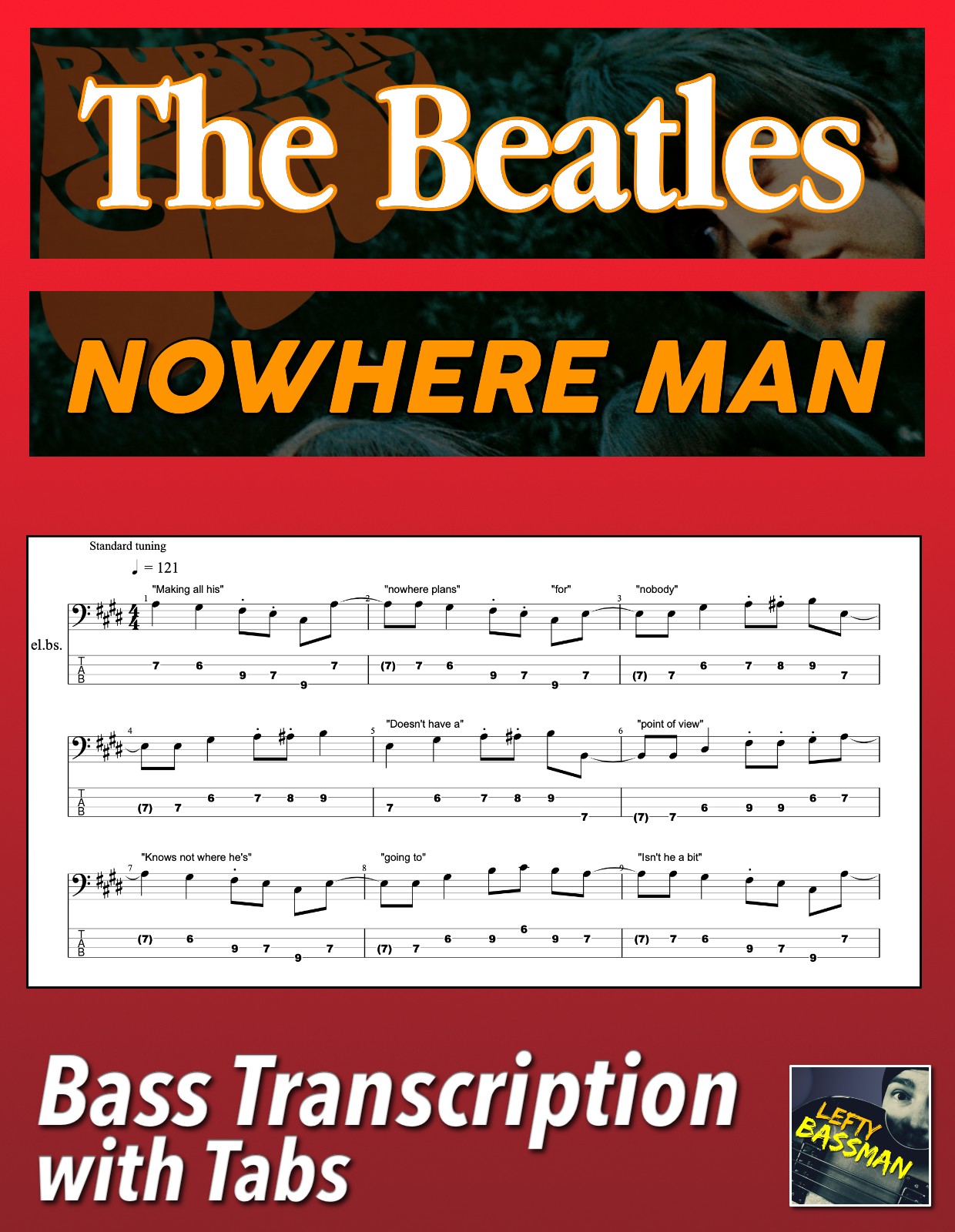The Beatles - Nowhere Man /// Bass transcription with tabs & Audio track