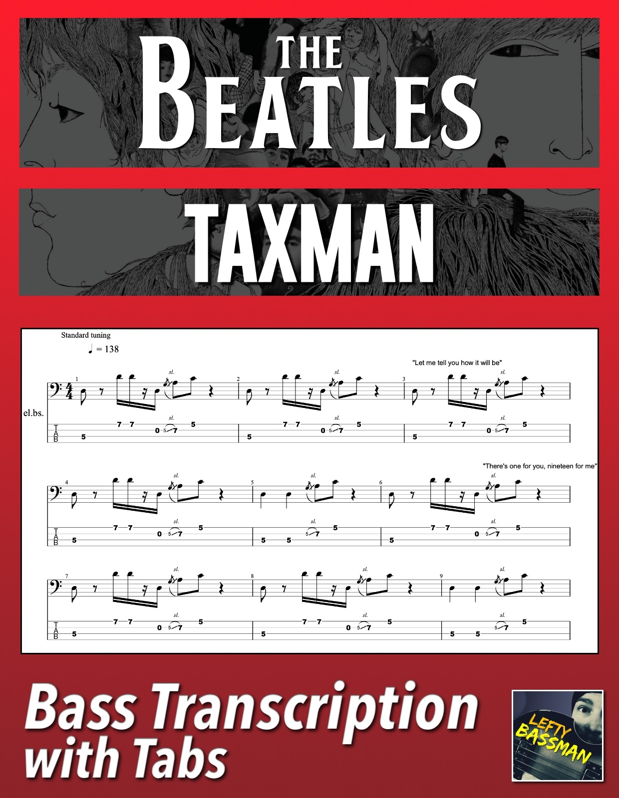 The Beatles - Taxman /// Bass Transcription with tabs & Audio