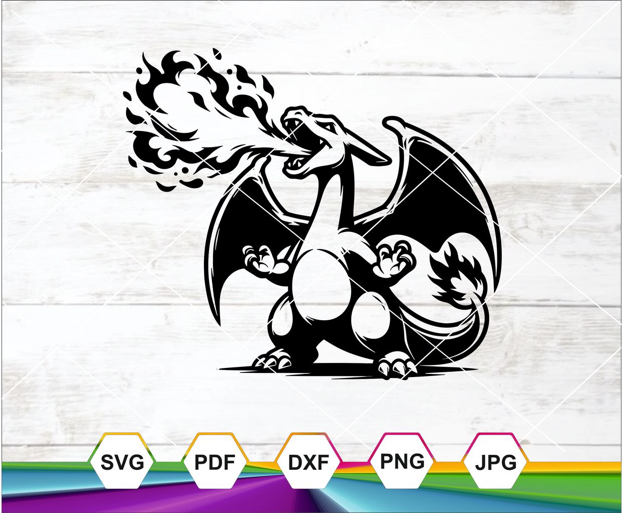 Charizard SVG PNG DXF | Fierce Pokémon Fire Dragon Digital Art | Cricut ...