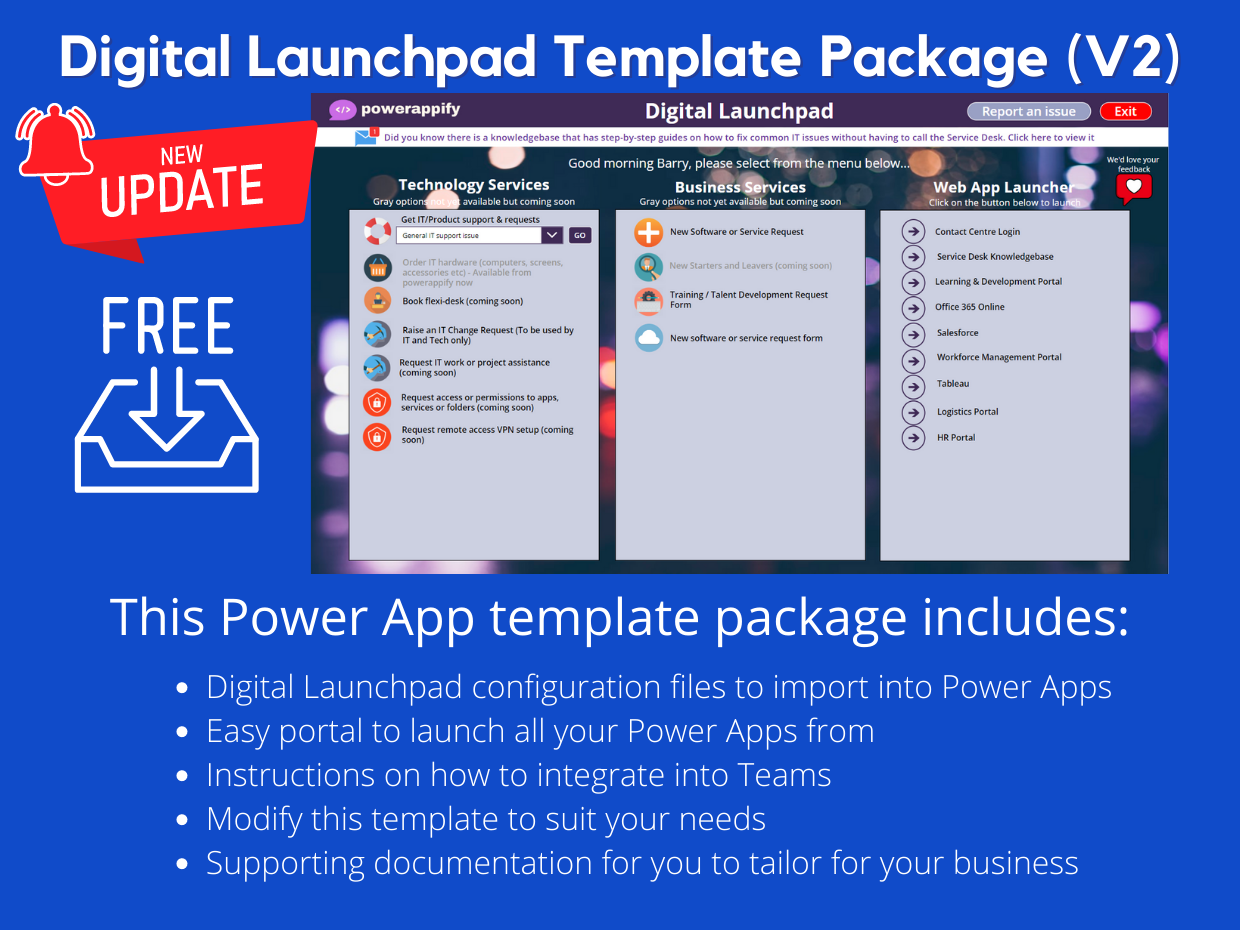 Power Apps: Digital Launchpad (Template Package)