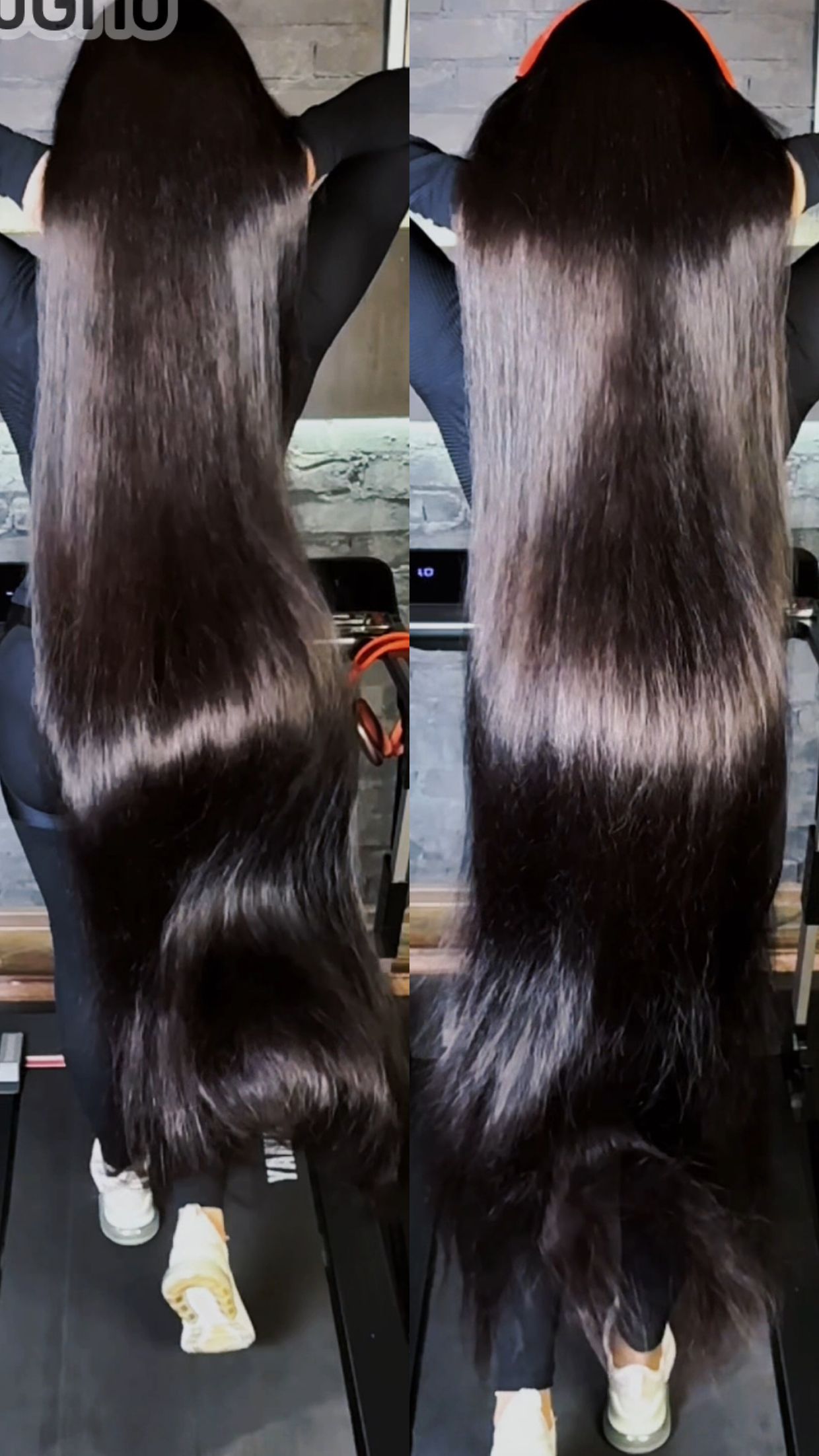 Loose hair treadmill 9 minutes