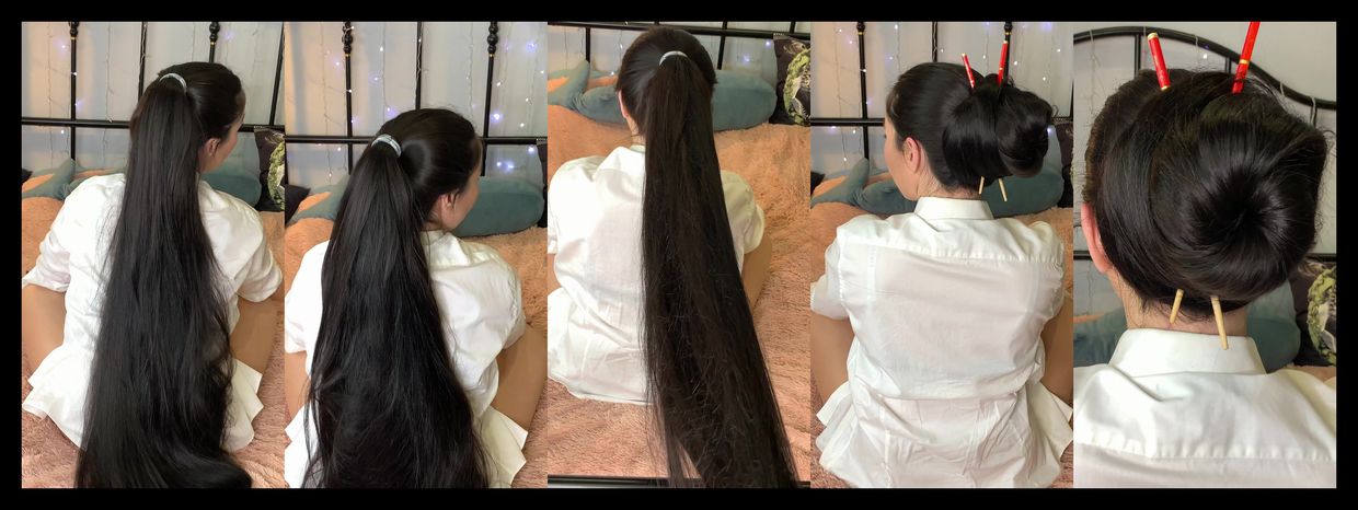 Ponytail play Tuch bun Tuch ponytail Couple 19 minutes