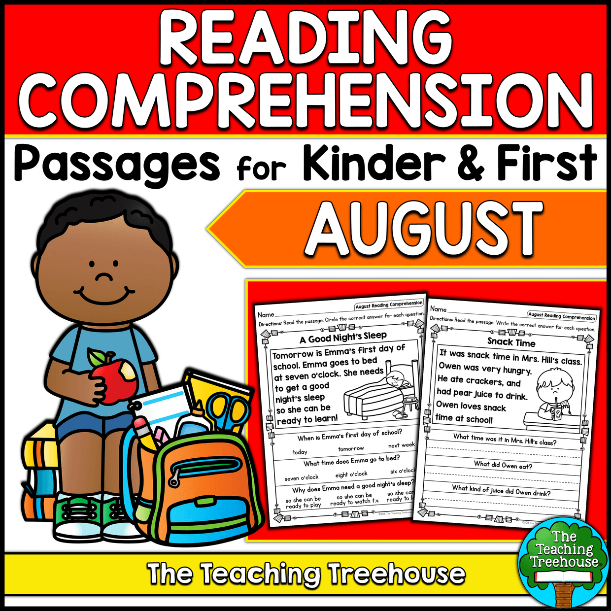 August Reading Comprehension Passages for Kindergarten and First Grade
