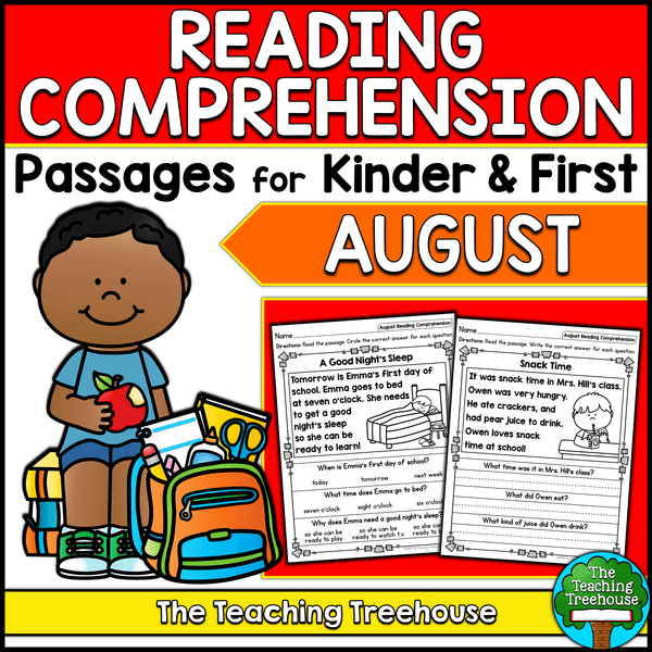 August Reading Comprehension Passages for Kindergarten