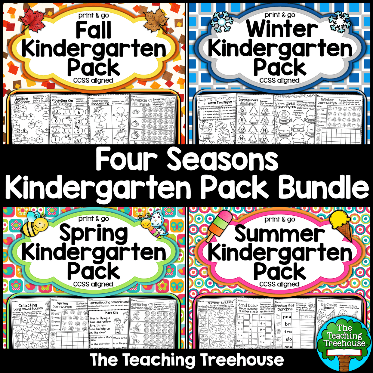 Four Seasons Kindergarten Pack BUNDLE, Print & Go
