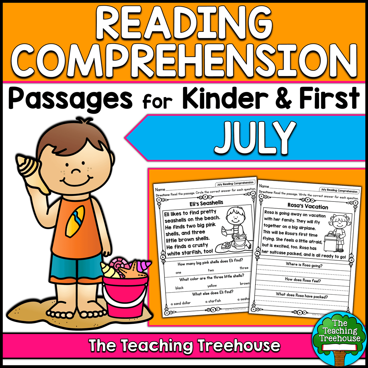 July Reading Comprehension Passages for Kindergarten and First Grade