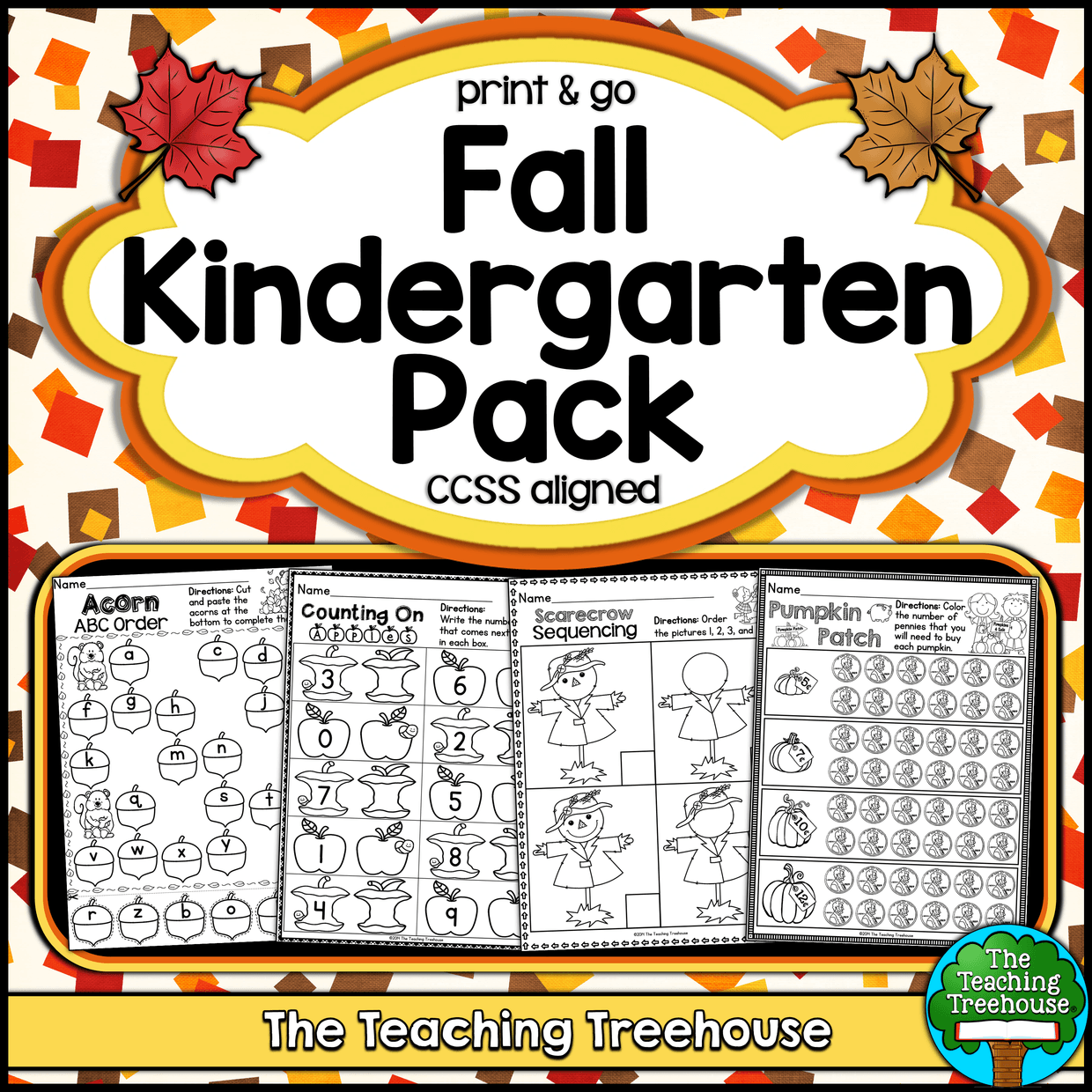 Fall Kindergarten Pack, Print & Go