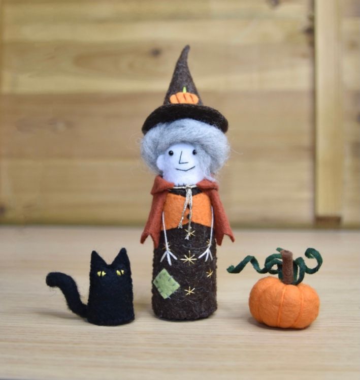 Pumpkin Witch Doll & Cinders The Cat - Easy Halloween Sewing Pattern PDF - Tutorial