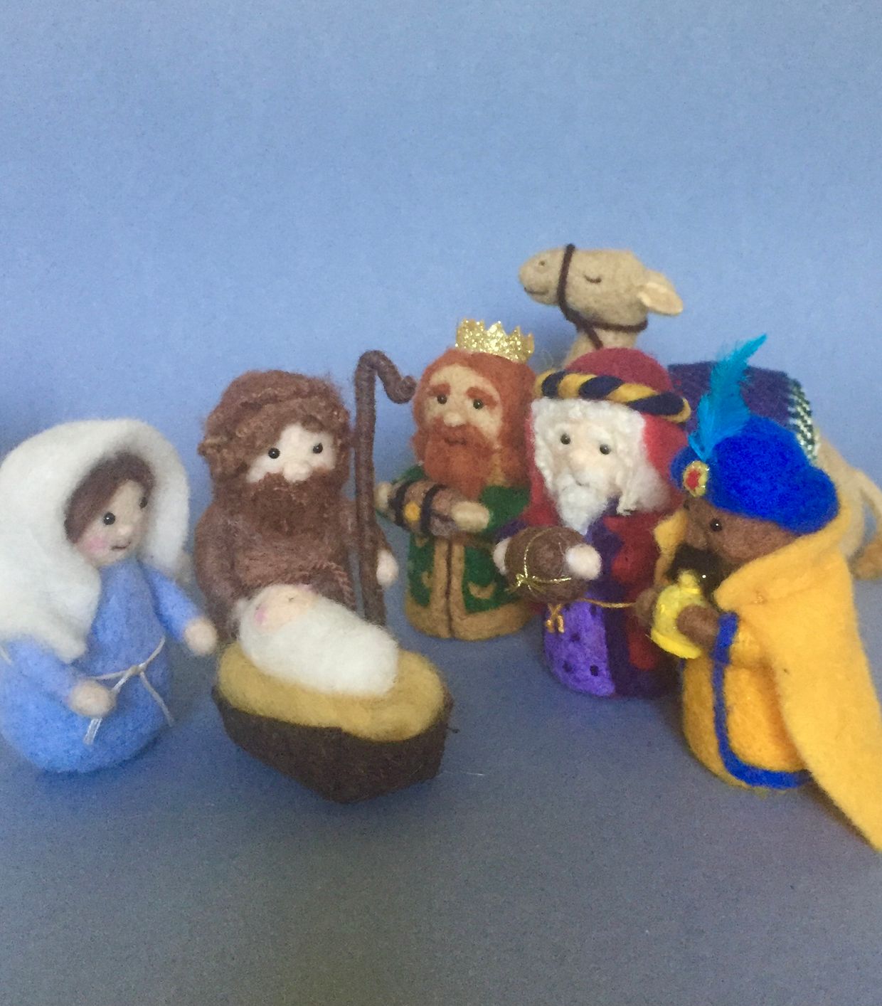 Needle Felted Complete Nativity Set - Christmas - Mary Joseph - Baby ...