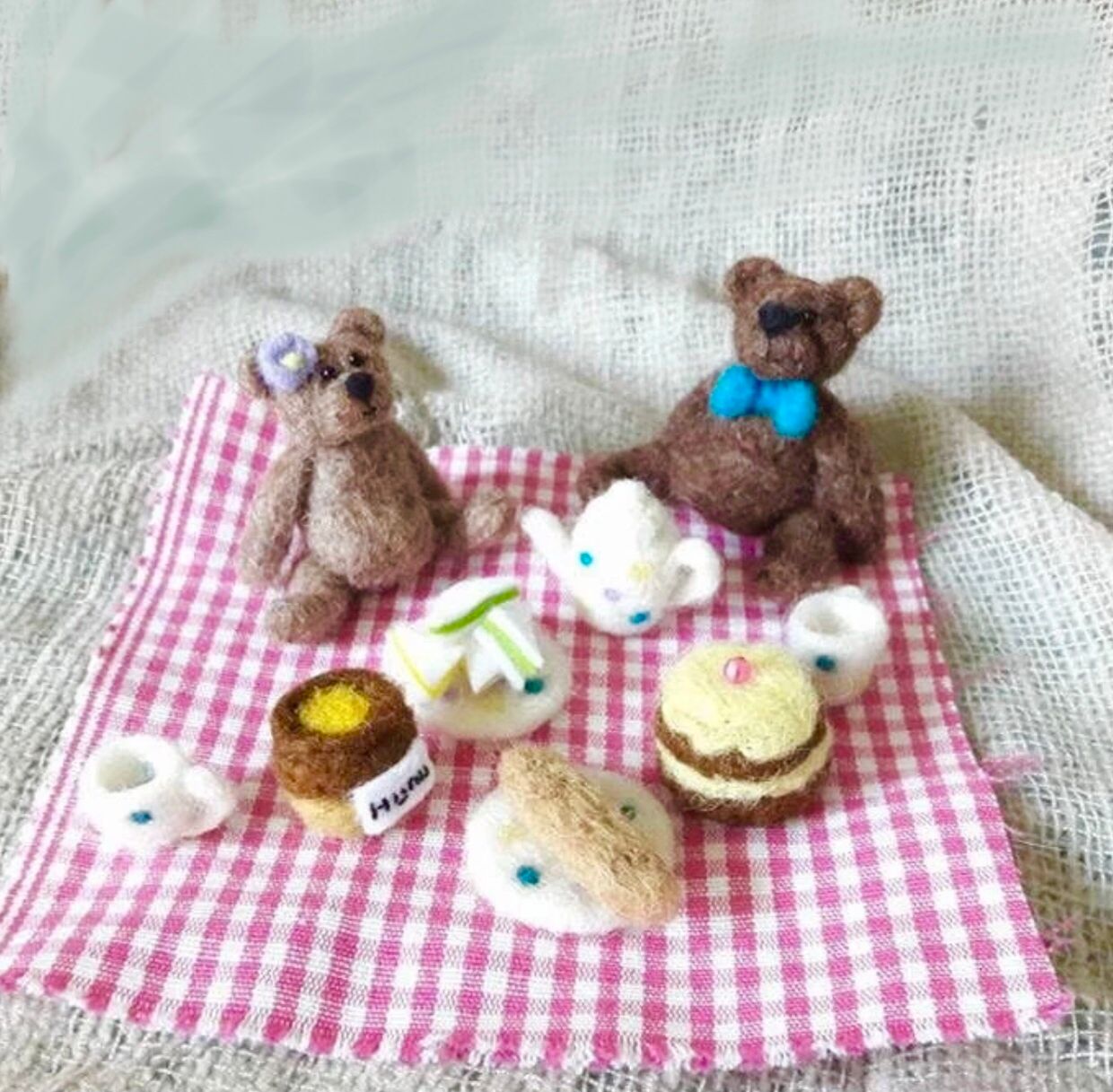 Minature Teddy Bear Picnic - Needle Felting Pattern PDF - The Wishing Shed