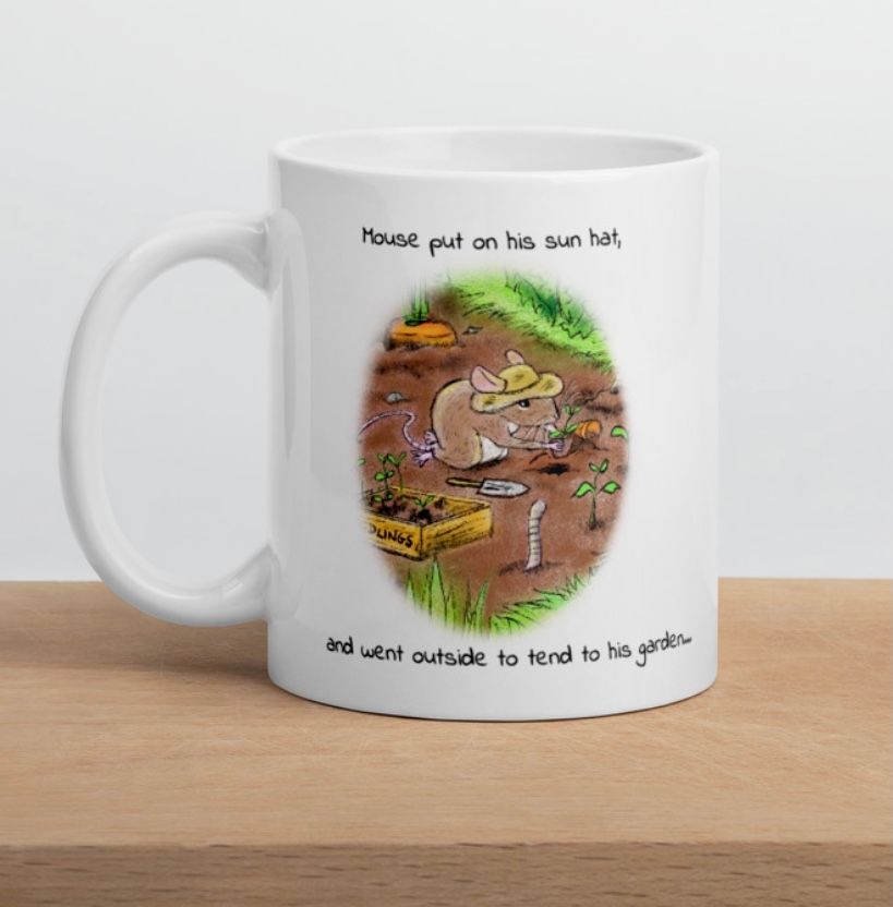 Robin Helps Mouse With The Gardening - Ceramic Mug - Robins Gift