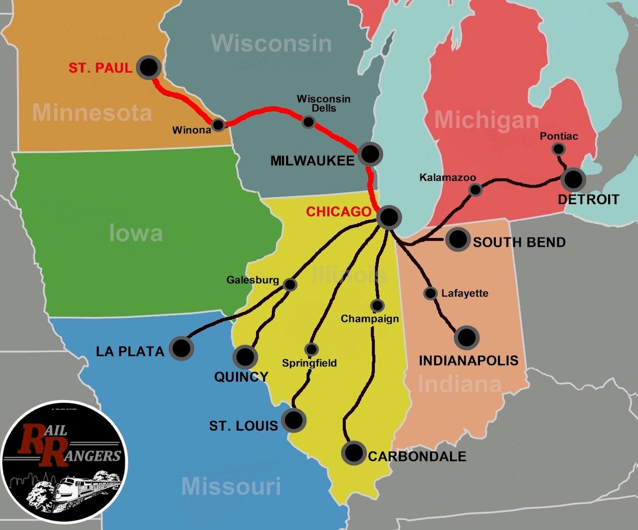 Route Highlights Sheets: Chicago to Milwaukee, WI/Twin Cities, MN ...