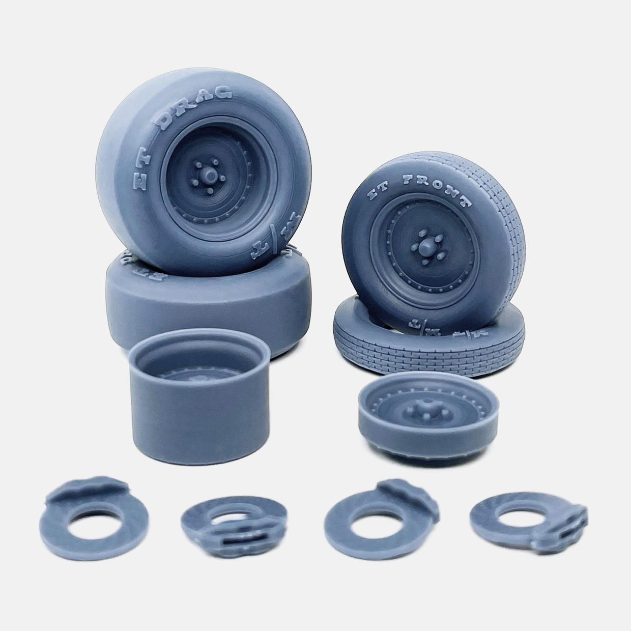 1/24 Resin, 15 inch Center Line Auto Drag Wheels, M/T Tires