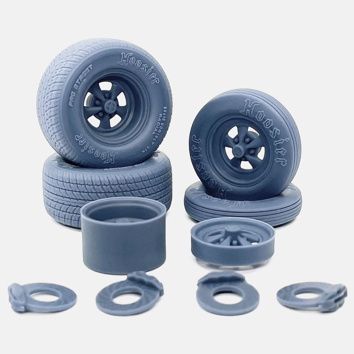 1/24 Resin, 15x4 & 15x10 Cragar SS Wheels, Hoosier Tires