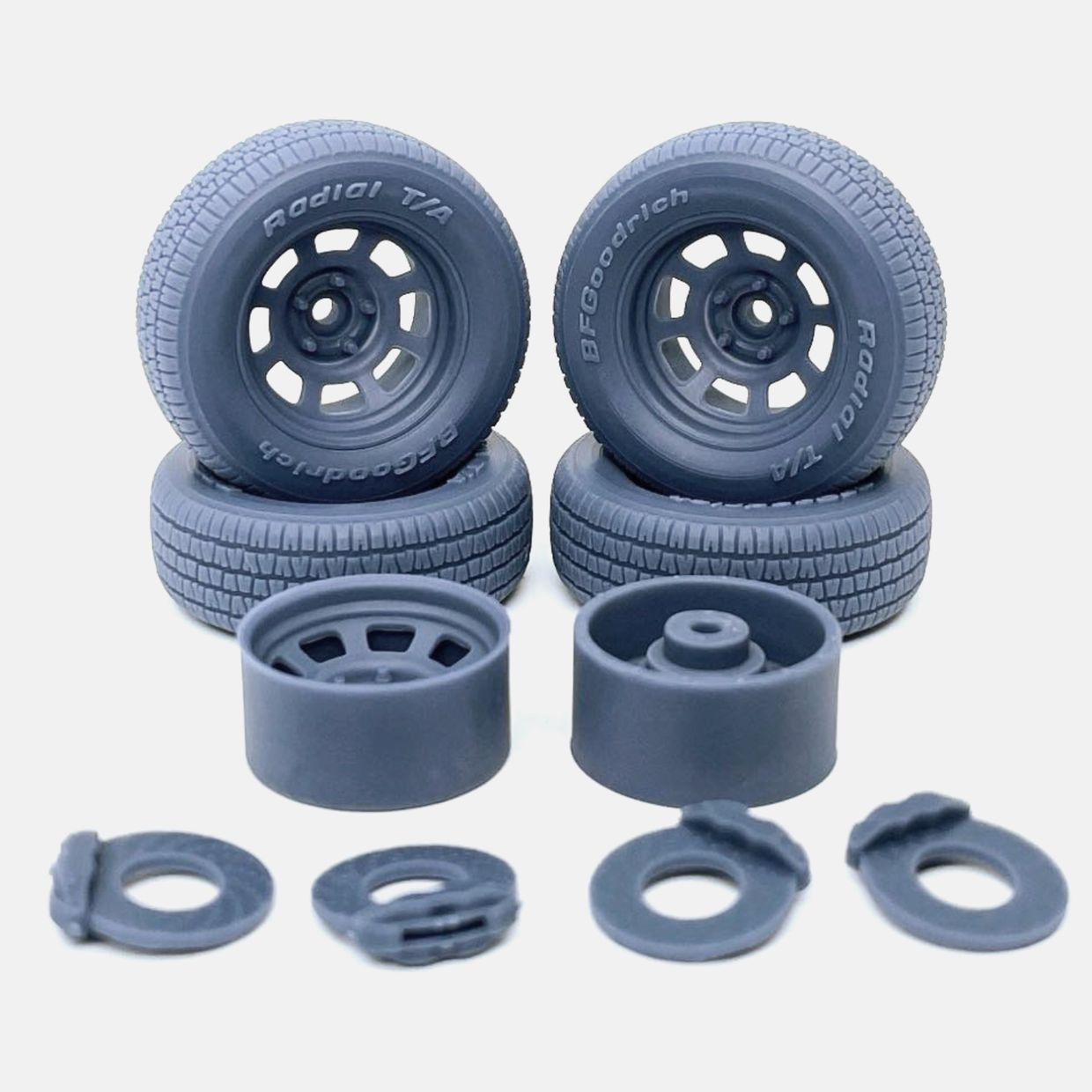 1/24 Resin, 15 inch Bassett D-Hole Wheels, BFGoodrich Radial T/A Tires