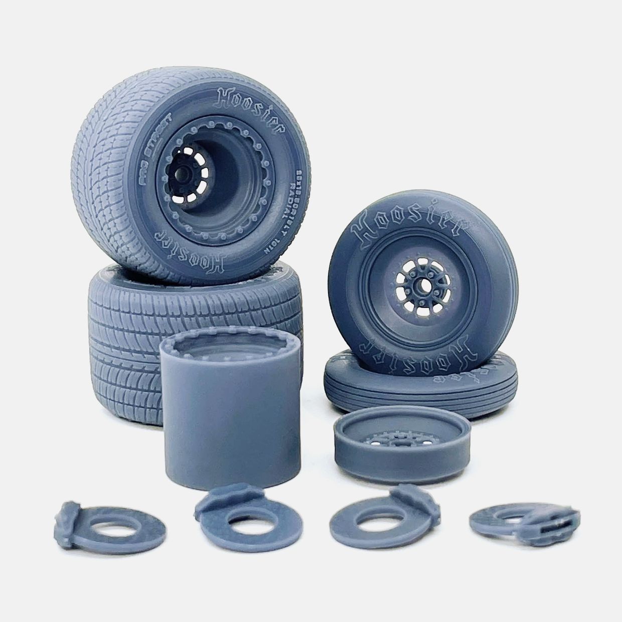 1/18 Resin, 15x4 & 15x15 Sander 762 Wheels, Hoosier Tires