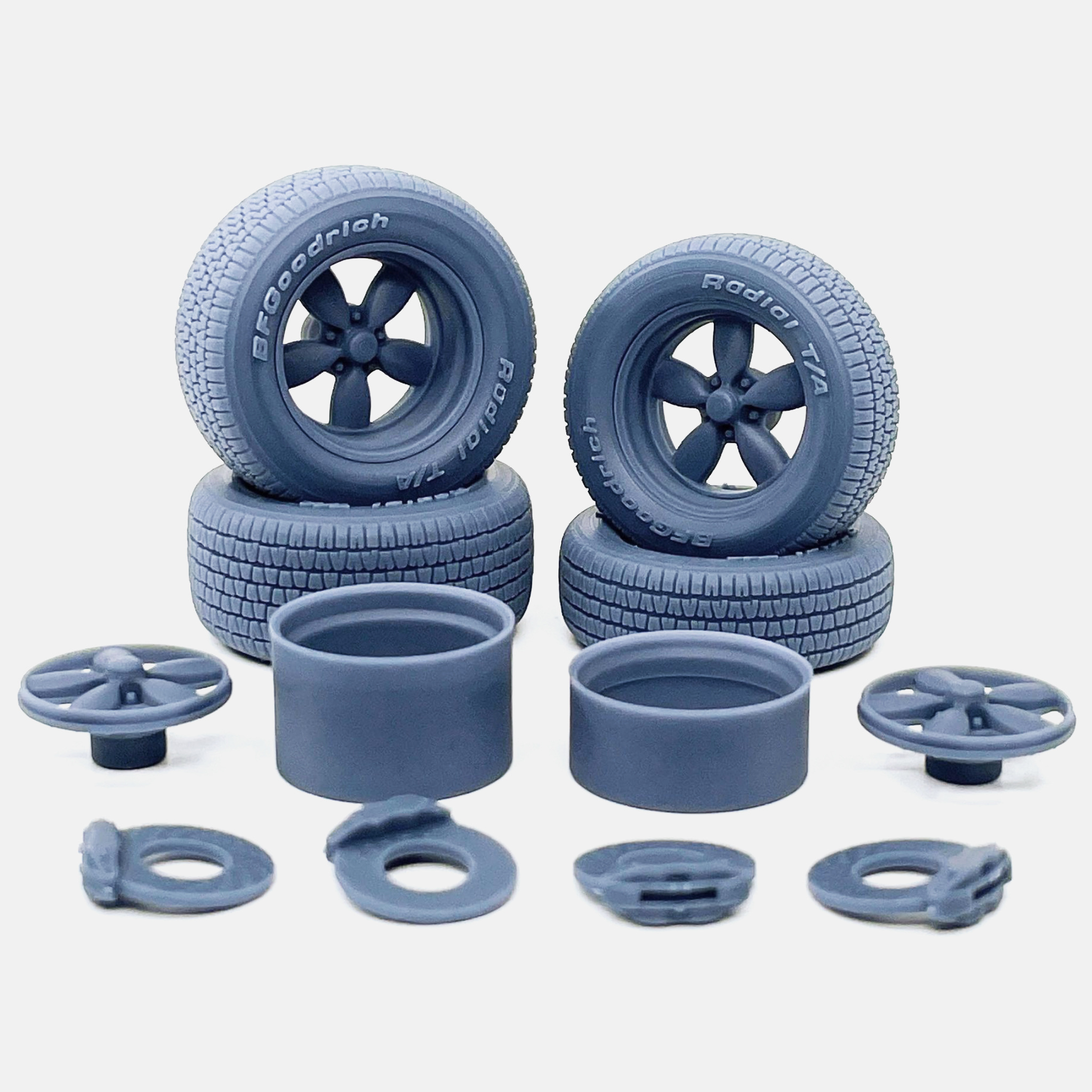 1/24 Scale, Resin 3D Printed 15 inch Daisy Wheels, BFGoodrich Radial T ...