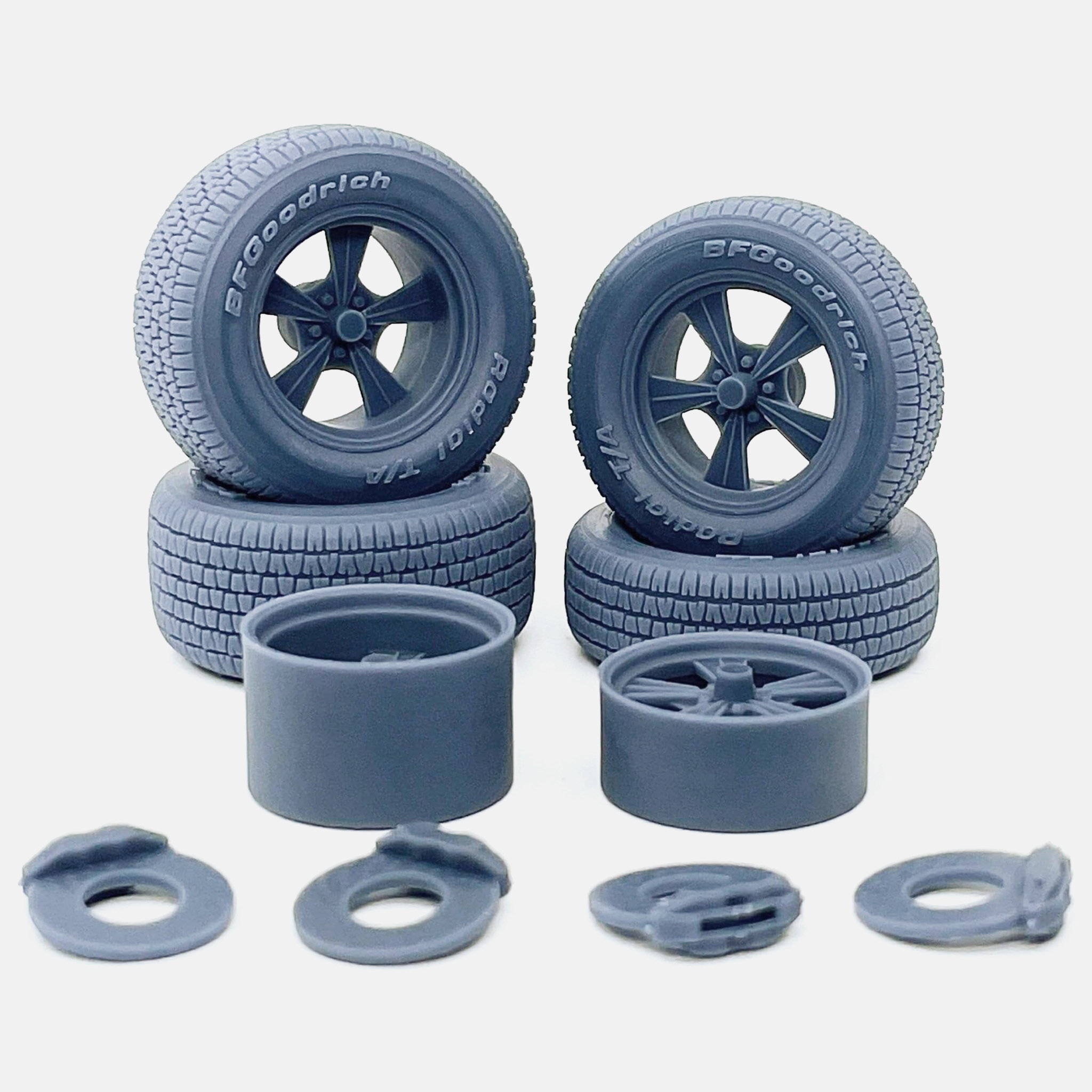 1/24 Scale, Resin 3D Printed 15 inch Radir Tri Ribb Wheels, BFGoodrich ...