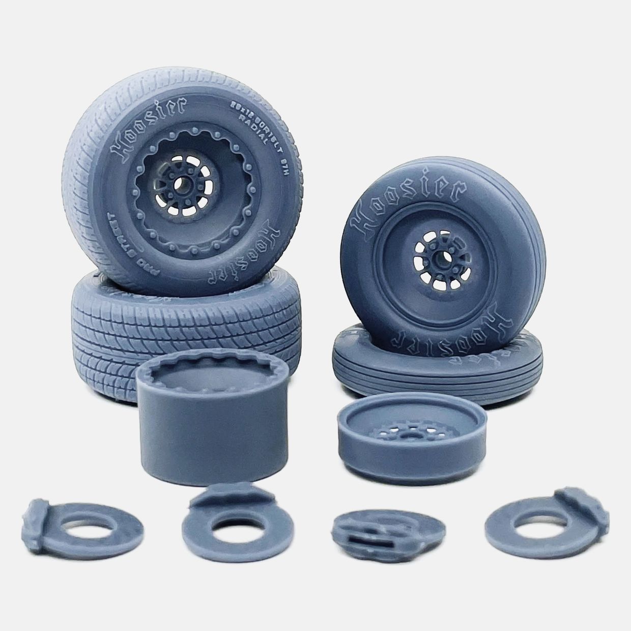 1/24 Resin, 15x4 & 15x10 Sander 752 Wheels, Hoosier Tires