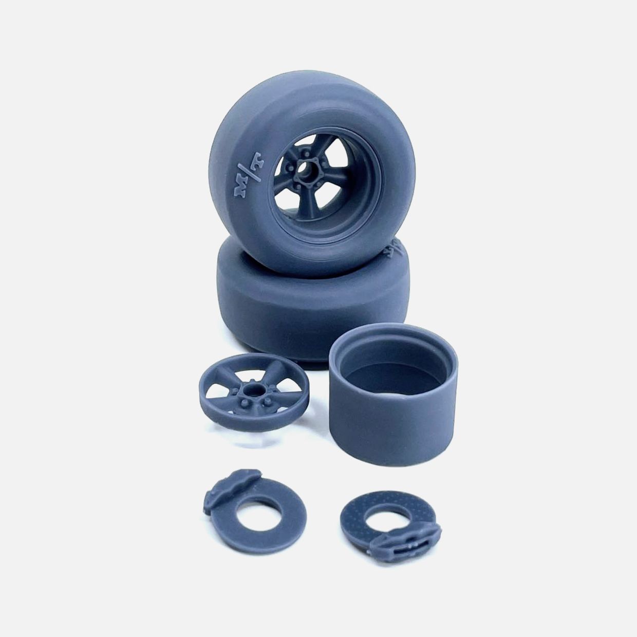 1/24 Resin, 15x10 inch Torq Thrust D Wheels, Mickey Thompson Drag Slicks