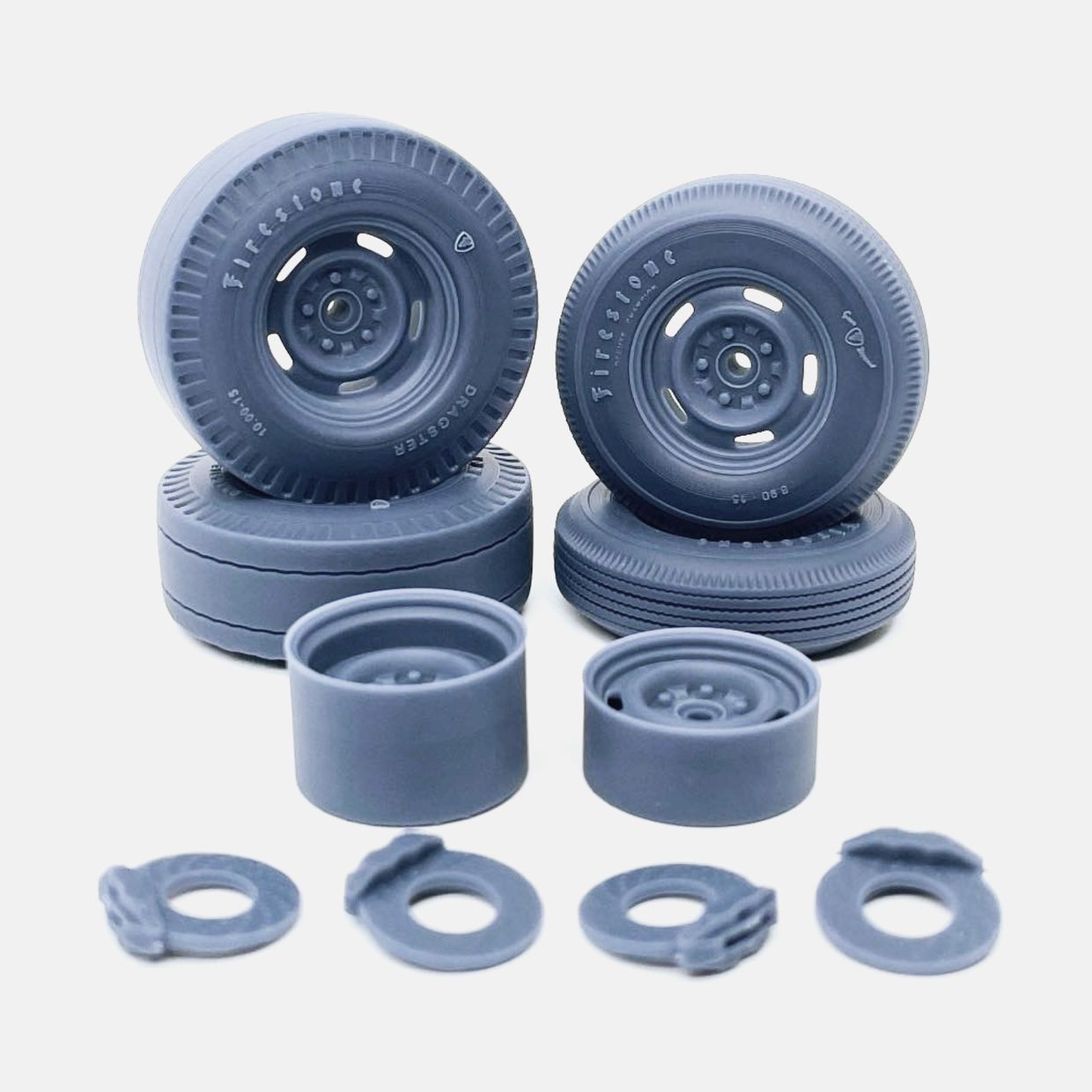 1/24 Resin, 15x7 & 15x10 GM Rallye Wheels, Firestone Tires