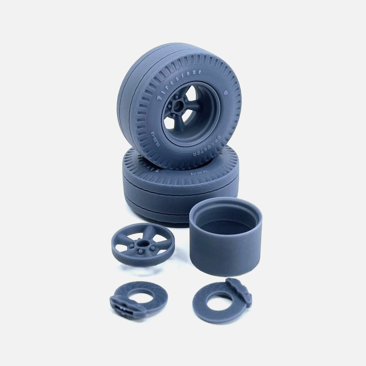 1/24 Resin, 15x10 inch Torq Thrust D Wheels, Firestone Dragster Cheater ...